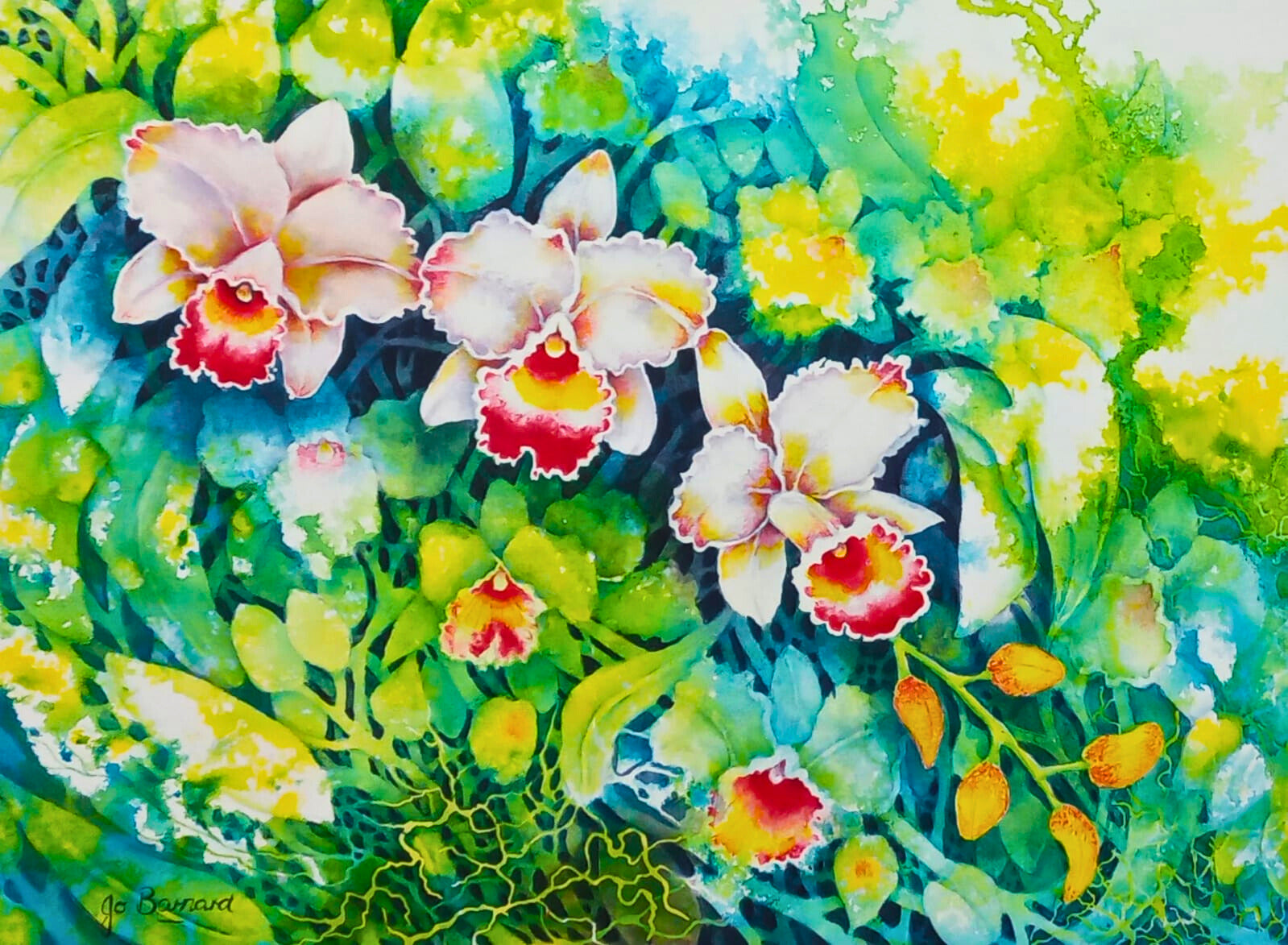 Orchids in Emerald Glow – Purple Heart Gallery and Framing